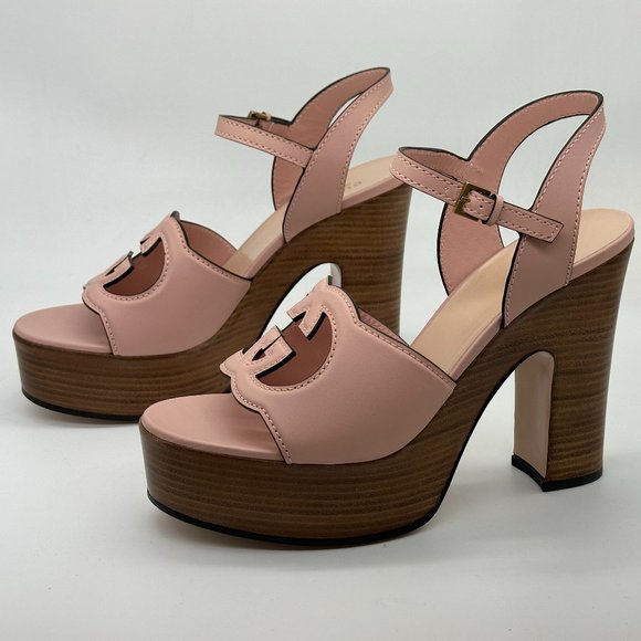 Gucci | Shoes | Gucci Cutout Interlocking Gg Monogram Leather Platform ...